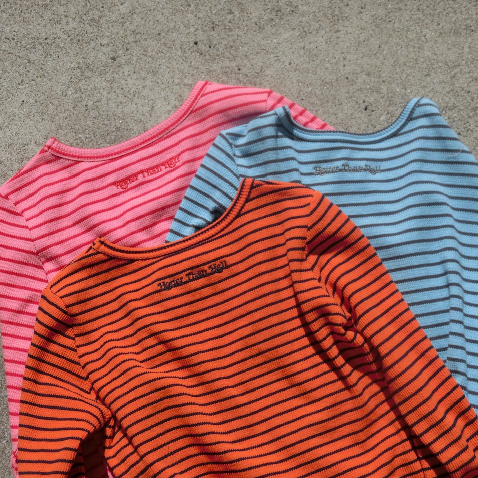 cropped Border waffle long Tee – YZ