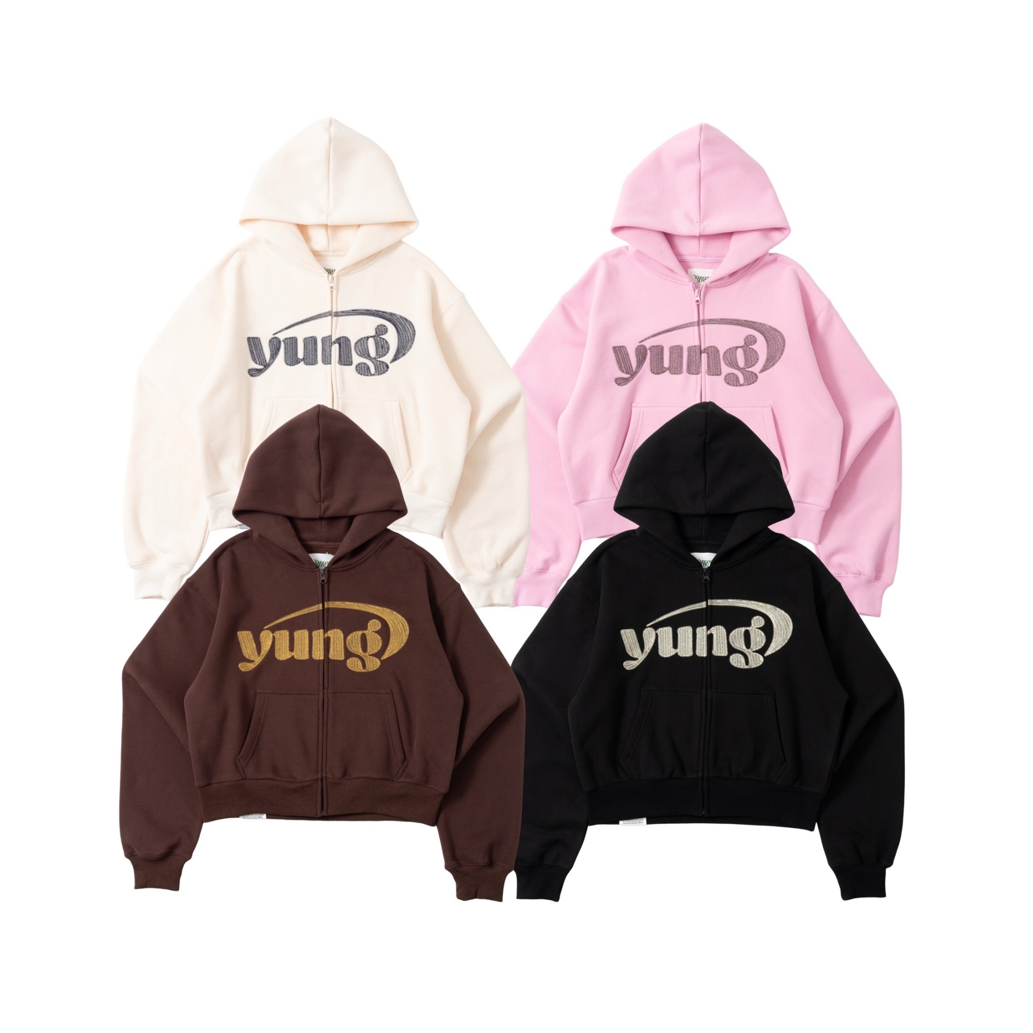 yung logo chain stitch zip hoodie – YZ