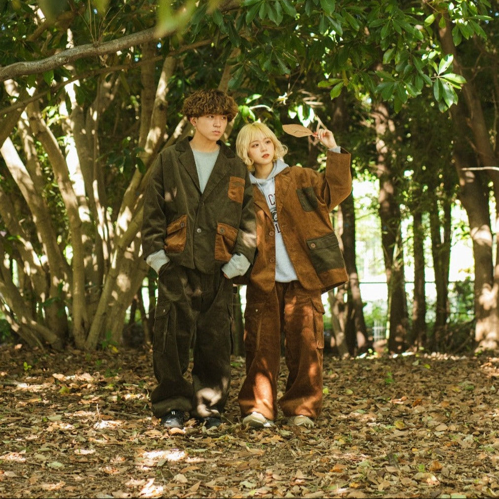 코듀로이 색 구성표 재킷 – YZ